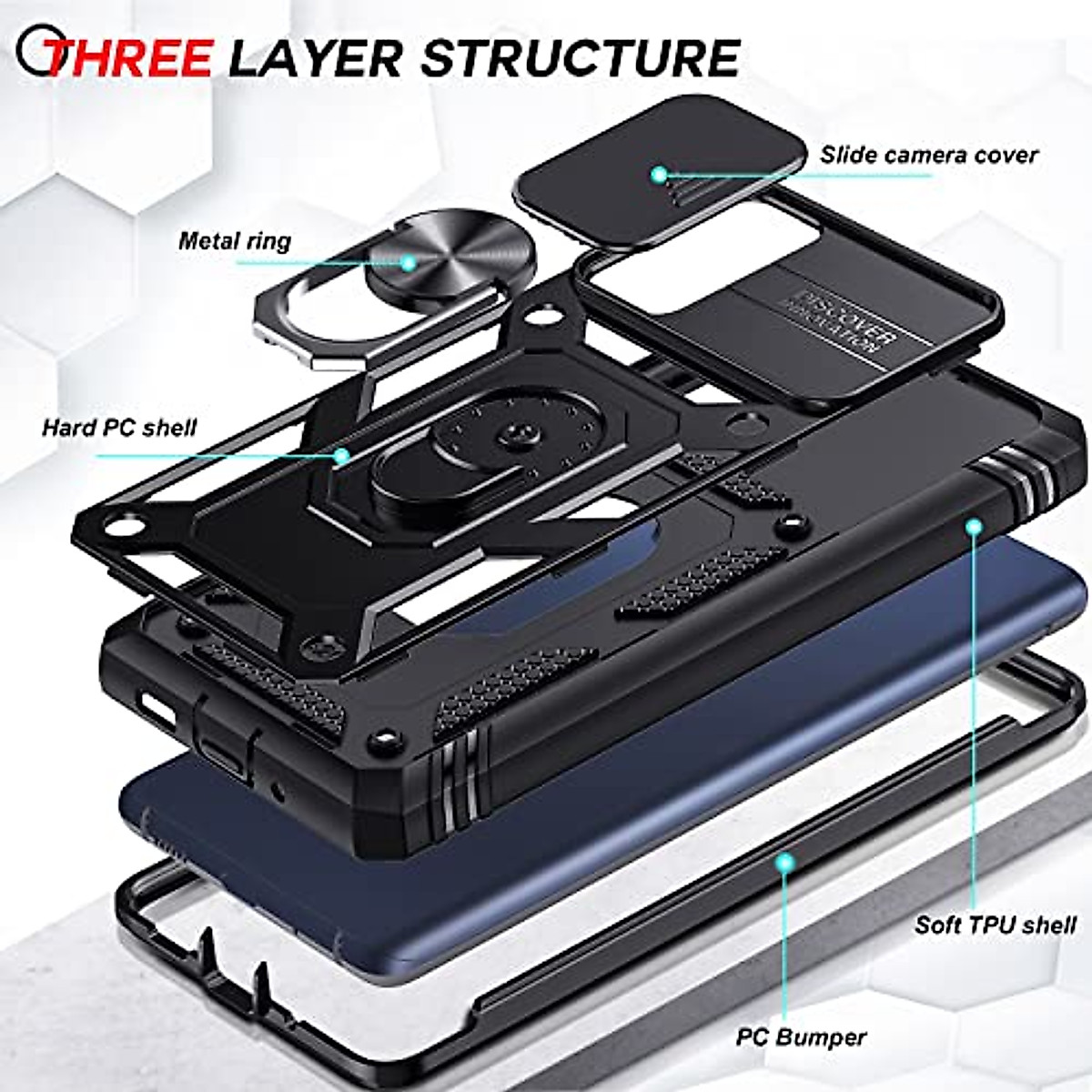 LeYi for Samsung Galaxy S20 FE 5G Case with Slide Camera Cover + [2 Packs] Tempered Glass Screen Protector, Military-Grade Phone Case with Kickstand, Black [NOT FIT S20]