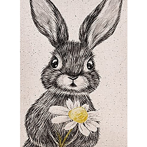 Ogiselestyle Welcome Rabbit Garden Flag Vertical Double Sided, Spring Easter Bunny Daisy Holiday Yard Outdoor Decoration 12.5 x 18 Inch