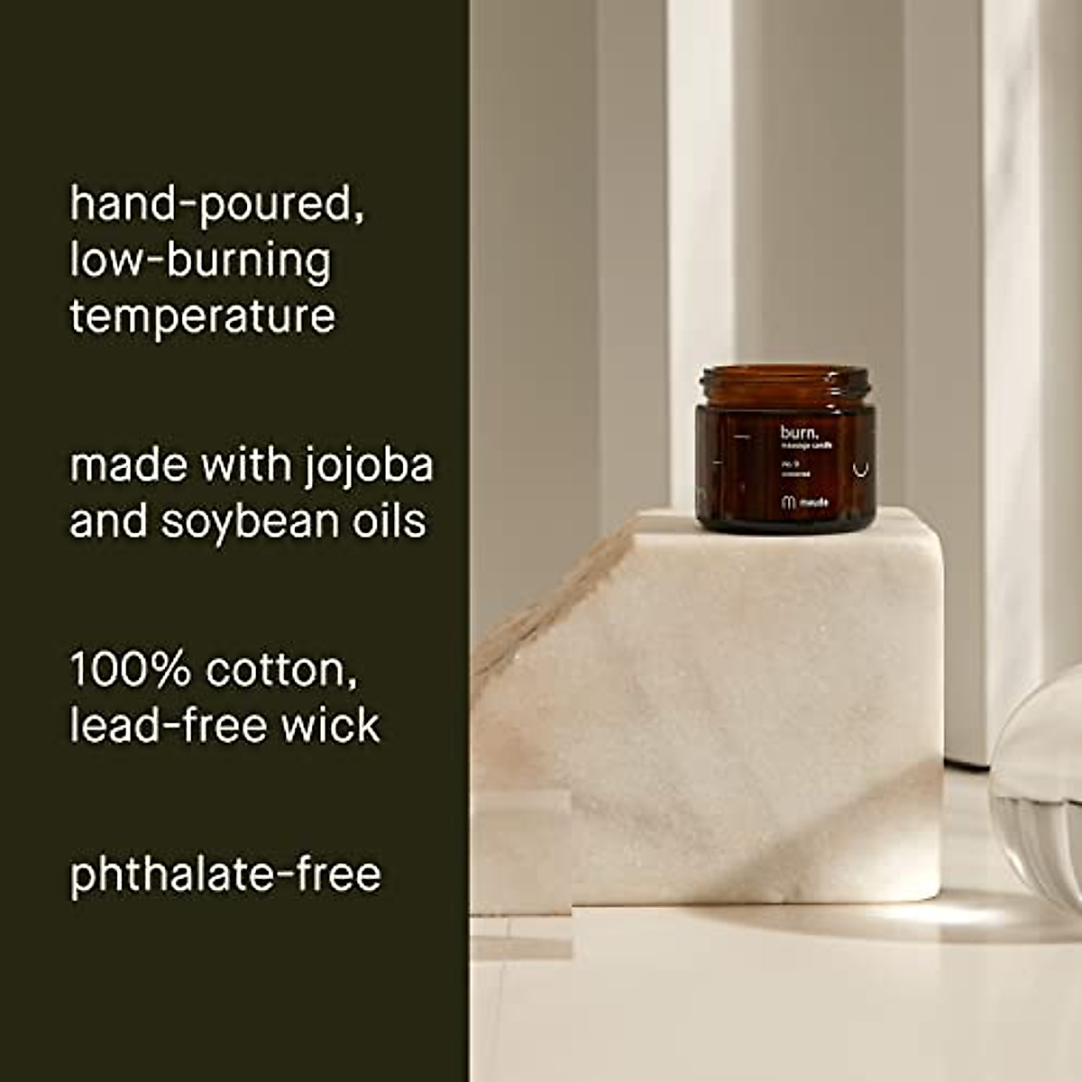 Maude Burn No. 0 - Unscented Skin Softening Jojoba Oil Based Massage Candle - Ultra Hydrating Body Care with Soybean Oil - Paraben Free Body Candle (2 oz)