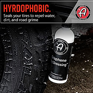 Adam's Graphene Tire Dressing - Deep Black Finish W/Graphene Non Greasy Car Detailing | Use W/Tire Applicator After Tire Cleaner & Wheel Cleaner | Ceramic Coating Like Tire Protection (16oz)