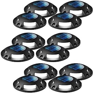 Home Zone Security Deck & Stair Solar Light Weatherproof No Wiring Black 12 Set