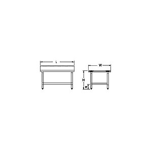 GSW Commercial Work Table with Stainless Steel Top, 1 Galvanized Undershelf, 1-1/2" Backsplash & Adjustable Bullet Feet, NSF Approved (24" D x 24" L x 35" H)