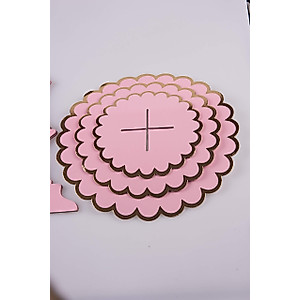 3-Tier Cardboard Cupcake Stand/Tower, Flyome Round Dessert Tree Display Holder Universal for Thanks Giving, Christmas, Weddings,Birthdays, Parties, Pink/Gold