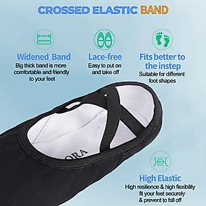 OLORA Women's Ballet Shoes Canvas Dance Slippers Yoga Practice Shoes for Girls/Adults,Black,9 M US