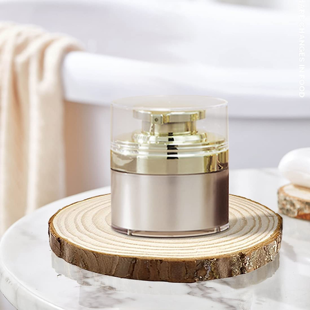 Voyyphixa 3 Pack 1 oz Airless Pump Jars Refillable Travel Bottle Portable Cream Jar Vacuum Bottle with Push Down Pump Dispenser for Vacuum, Face Cream and Lotion