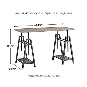 Signature Design by Ashley Irene Industrial Adjustable Desk, Beige & Gray