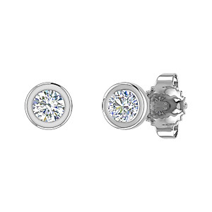 1/5 Carat Bezel Set Diamond Stud Earrings in 10K White Gold
