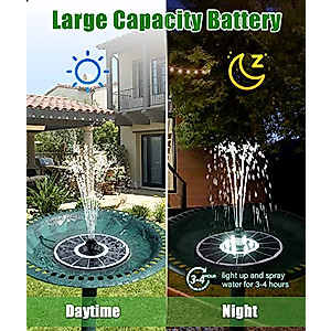 SZMP Solar Fountain 2024 Upgraded 100% Glass Panel, 3.5W Floating Solar Powered Water Pump Built-in 2000 Battery with 7 Nozzle & 4 Fixer, Solar Bird Bath Fountains for Garden, Pond, Outdoor (White)