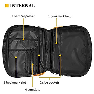 Coldinair Cow Sunflower Print Bible Cover for Women Girls Kids,Portable Carrying Book Case Church Bag Bible Protective with Handle and Zippered Pocket