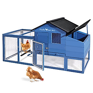MIXXIDEA Large Chicken Coop Wooden Chicken Runs for Yard with Cover Portable Nesting Boxes Chicken Multi-Level Hen House, Poultry Cage, Chicken Swing Coop 65” Chicken Pen – Blue
