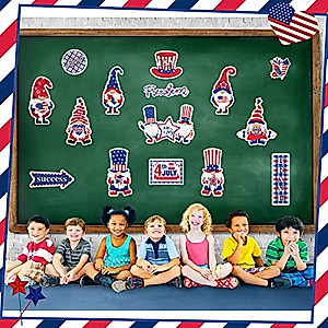 45 Pieces 4th of July Gnomes Bulletin Board Cut Outs Set Patriotic Independence Day Paper Decor Bulletin Board Cutouts Memorial Day Decor for Farmhouse Home Classroom Party