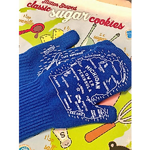 Michigan Mittens L’Oven Long Hot Oven BBQ Mitt Kitchen Cooking Pot Holder, Set of 2 Blue Map Mittens in Upper and Lower Peninsula Pair, Made in USA
