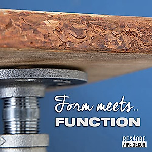 PIPE DECOR 36” Boulder Black Live Edge Wood Shelf with Industrial L-Shaped Pipe Brackets (2-Pack)