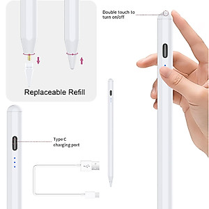 Stylus Pencil for Apple iPad Air 2024 11/13 inch M2, iPad Pro 13/12.9/11-inch, iPad Air Pencil 6/5/4/3th Generation, iPad Pro Pencil 3/4/5/6th Generation, Compatible (2018-2024) with Fast Charge