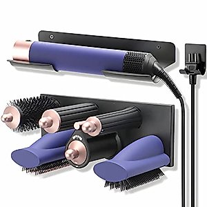 MyLifeUNIT Storage Holder for Dyson Airwrap Curling Iron New Complete, Metal Wall Mount for Dyson Air Wrap Accessories Organizer with Non-Slip Silicone Pad for Bathroom Bedroom Hair Salon Barbershop