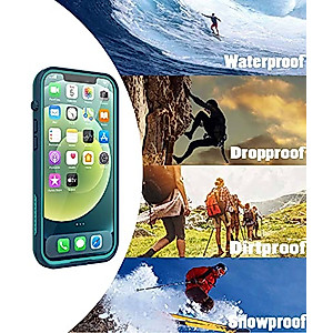 LOVE BEIDI Design for iPhone 12 Pro Max case Waterproof 6.7'', Full Body Shockproof Phone Case for iPhone 12 Pro Max Case with Screen Protector, Dust Proof Cover for iPhone 12 Pro Max (Turquoise)