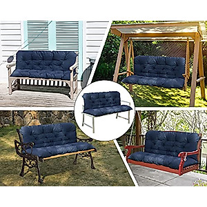 COSNUOSA Swing Replacement Cushions Waterproof Porch Swing Cushions 2-3 Seater Outdoor Swing Cushions for Outdoor Furniture Navy 60x40 Inches