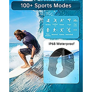 Smart Watches for Men Women (Answer/Make Call), Alexa Built in, 1.8" Full Touch Screen Fitness Tracker with Heart Rate SpO2 Sleep Monitor IP68 Waterproof Smartwatch for iPhone Android Phones, Black