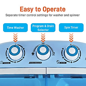 Washing Machine Portable 2-in-1 & Spin-Dryer - Convenient Top-Loading Easy Access, Energy & Water Efficient Design, Ideal for Smaller Loads - No Special Parts or Plumbing Required -2 FT Drainage Hose
