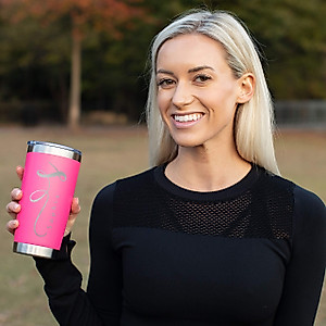 Personalized Tumbler with Engraved Name - 12 Designs, 20 Oz Coffee Tumbler with Slider Lid, Rose Gold, Double Wall Insulated - Custom Gifts for Women