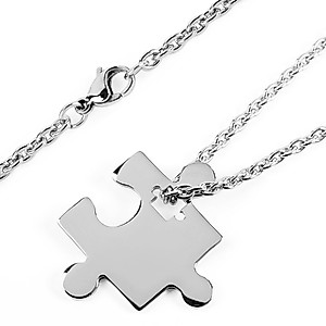 West Coast Jewelry Autism Awareness Jigsaw Puzzle Piece Stainless Steel Necklace
