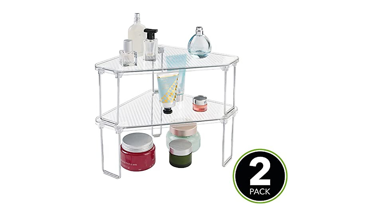 mDesign Corner Stackable Rack - Organized Bathroom Storage