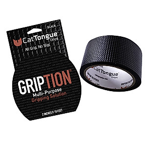 CATTONGUE GRIPS Non-Abrasive Grip Tape Heavy Duty Waterproof Anti Slip Tape for Indoor & Outdoor Use - Thousands of Grippy Uses: Home Goods, Hardware, Accessible Home and More! (Black Tape)