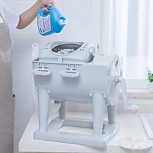 Portable Hand-Operated Drum Washing Machine, Non-Electric Manual Clothes Washer Dehydration, Hand Crank Laundry Wringer Washing Machine, Spin Dryer for Camping Apartments RV Dormitory Business Trip