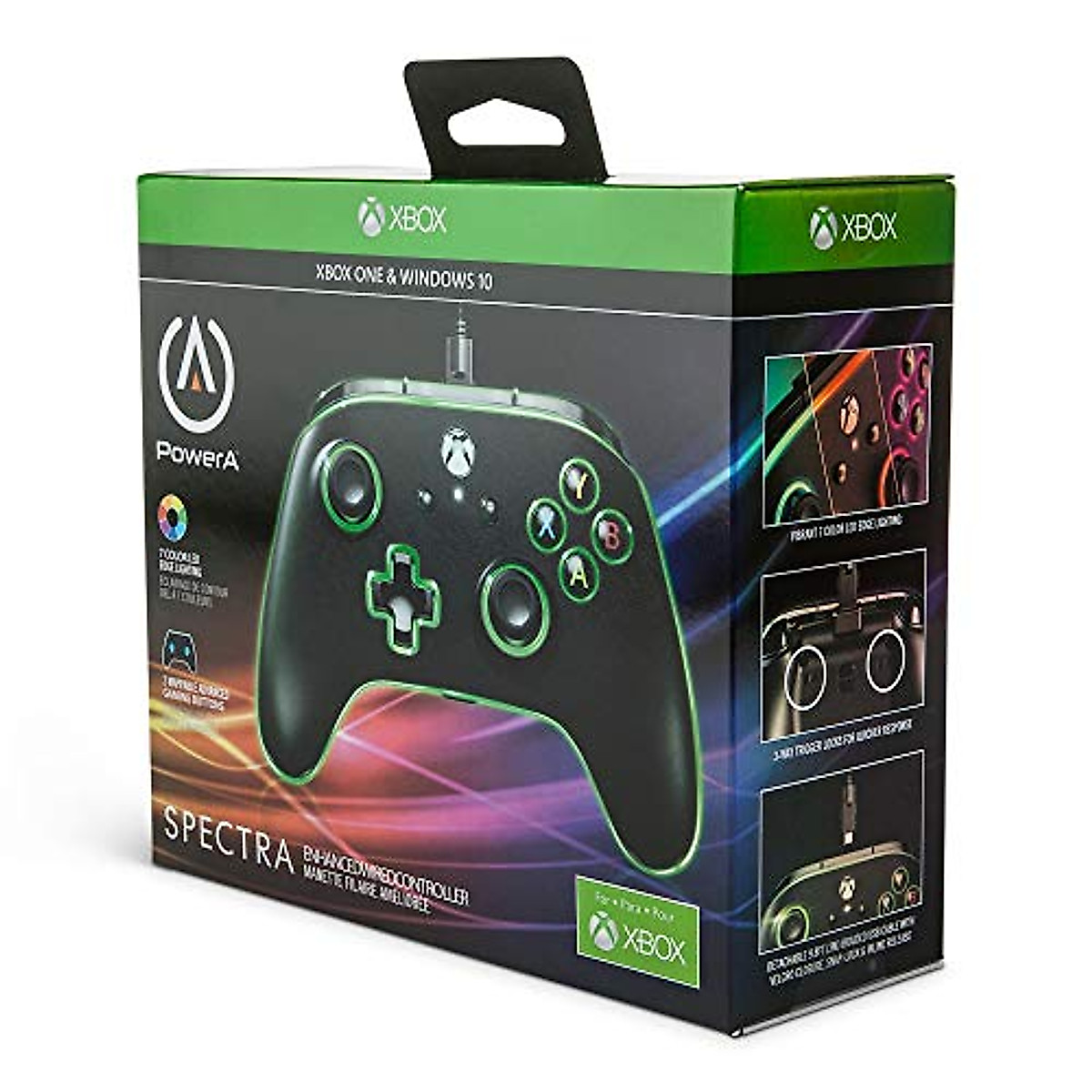PowerA Spectra Enhanced Illuminated Wired Controller for Xbox One, gamepad, video game, gaming controller, works with Xbox Series X|S