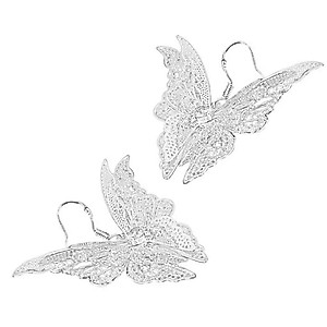 Comelyjewel Women's Silver Plated Filigree Butterfly Drop Dangle Hook Earrings (Filigree Butterfly)