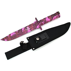Snake Eye Tactical Full Tang Rescue Style Knife w/Sheath & Survival Kit Hunting Camping Fishing Outdoors Razor Sharp Blade (Purple Camo)