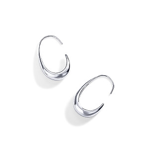 PAVOI 14K Gold Plated 925 Sterling Silver Post Lightweight Teardrop Hoop Earrings for Women | White Oval Pull-Through Statement Earrings for Women