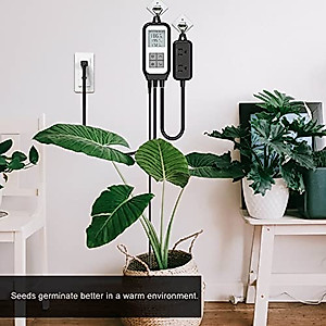 Digital Temperature Controller,Wireless Thermostat for Reptiles Temperature Controlled Outlet with Heating and Cooling Setting for Greenhouse Aquarium Homebrew, 220W