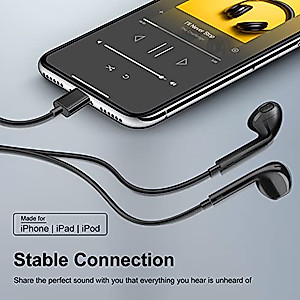 Coolden in-Ear Headphones for iPhone 14/13/12/11 Wired Earbuds with Microphone Volume Control Earpieces HiFi Stereo Headsets Compatible with iPhone 14 Pro/13 Pro/12/11/XR/XS/X/7/7 Plus/8/8Plus,Black