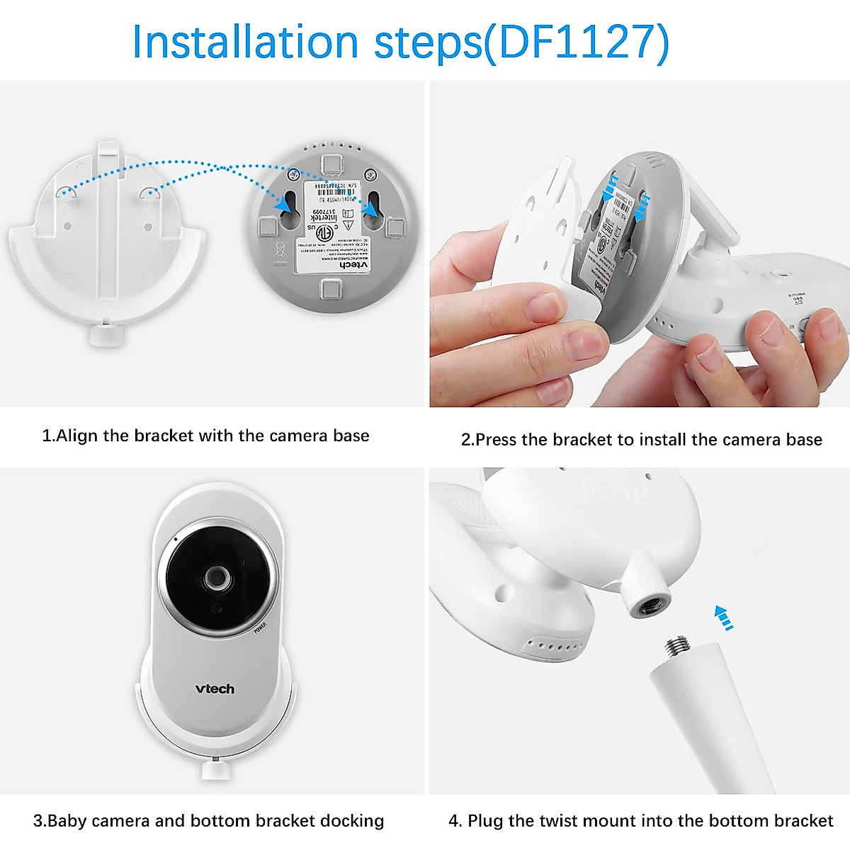 Koroao Baby Monitor Mount for VTech VM350/VM320 Baby Monitor Versatile Twist Mount Without Tools or Wall Damage