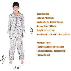 Nursing Training Manikin, Manikin for The Cure of The Patient Didactic, Full Body CPR First Aid Training Dummy, Geriatric Human Mannequin for Nursing Medical Training Teaching