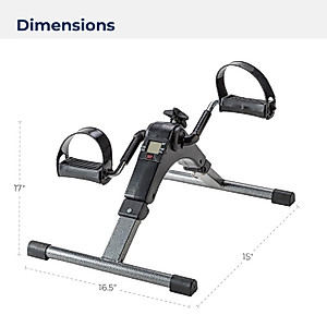 Drive Medical RTL10273 Deluxe Folding Pedal Exerciser with Electronic Display for Legs and Arms, Under Desk Bike Pedal Exerciser, Fully Assembled, No Tools Required, Black