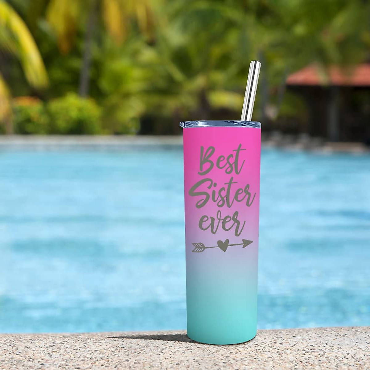 Sister Birthday Gifts Best Sister Ever Gifts From Sister Brother 20oz Skinny Tumbler Gift For Sister In Law Step Sister Bday Christmas Presents For Soul Sister Unbiological Sister Cup With Straw