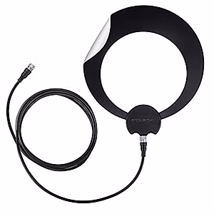 Antennas Direct ClearStream Eclipse TV Antenna, 35+ Miles Range, Multi-Directional, Grips to Walls and Windows, 12 ft. Detachable Coaxial Cable, Black or White, 4K Ready (ECL), compact