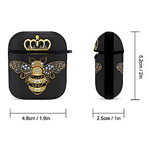 Queen Bee with Crown Airpods Case Cover for Apple AirPods 2&1 Cute Airpod Case for Boys Girls Silicone Protective Skin Airpods Accessories with Keychain