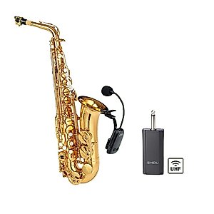 Wireless Saxophone Microphone UHF for Musical Instruments Speaker Voice Amplifier with Receiver Clip Professional Orchestra Trumpet Saxo HiFi Megaphone Condenser Portable Handheld Mini Mic