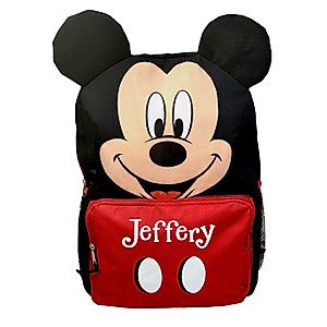 Disney Personalized Backpack - Mickey Mouse Backpack for Kids - Officially Licensed - Mickey Mouse Ears and Face (Personalized Mickey Mouse)