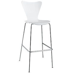 Modway Ernie Mid-Century Modern Wood Bar Stool in White