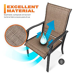 Nuu Garden 5 Piece Patio Dining Set Outdoor Table and Chairs Set for Garden Patio Backyard, 4 Textilene Dining Chairs and 1 Iron Patio Table with Umbrella Hole, Black with Gold Speckles and Brown