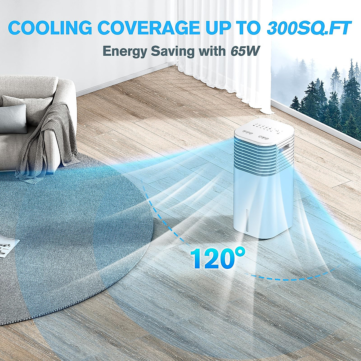 Windowless Portable Air Conditioner, 15H Timer & 120°Oscillation, 3-IN-1 Portable AC Unit with Remote, 2-Gal Tank, 3 Modes & 3 Speeds, Ultra-Quiet 24" Ventless Swamp Cooler for Room Home Office