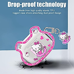 Cute Cat Case for AirPod 3rd Generation Cover with Loverly Cartoon Anime Funny Kawaii Pink Cat Keychain for Women Girls Kids,Clear Shockproof Protective Soft Silicone Cover for AirPod 3rd Generation