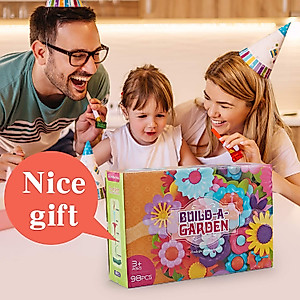 Bu-buildup BBU.01.002 Flower Building Toys, Garden Building Block, Pretend Gardening Toy, Creative Play Toy, 98 PCS Early Educational Toy, Build a Bouquet Floral Arrangement Playset for Kids 3 & Up