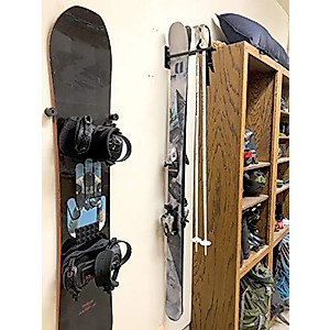 StoreYourBoard Couple Ski Wall Storage Rack, 2 Pack, Steel Home Skis Mount, Garage Hook Organizer
