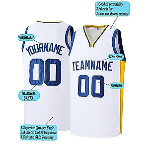 Custom Basketball Jersey Stitched Name Number Logo,Basketball Jersey for Men Women Youth and Kids White Blue