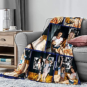 PalmLove Custom Blanket with Photos Text Personalized Flannel Throw Blankets Customized Blanket for Baby Family Best Friend Birthday Christmas Halloween Fathers Mothers Valentines Day Gift